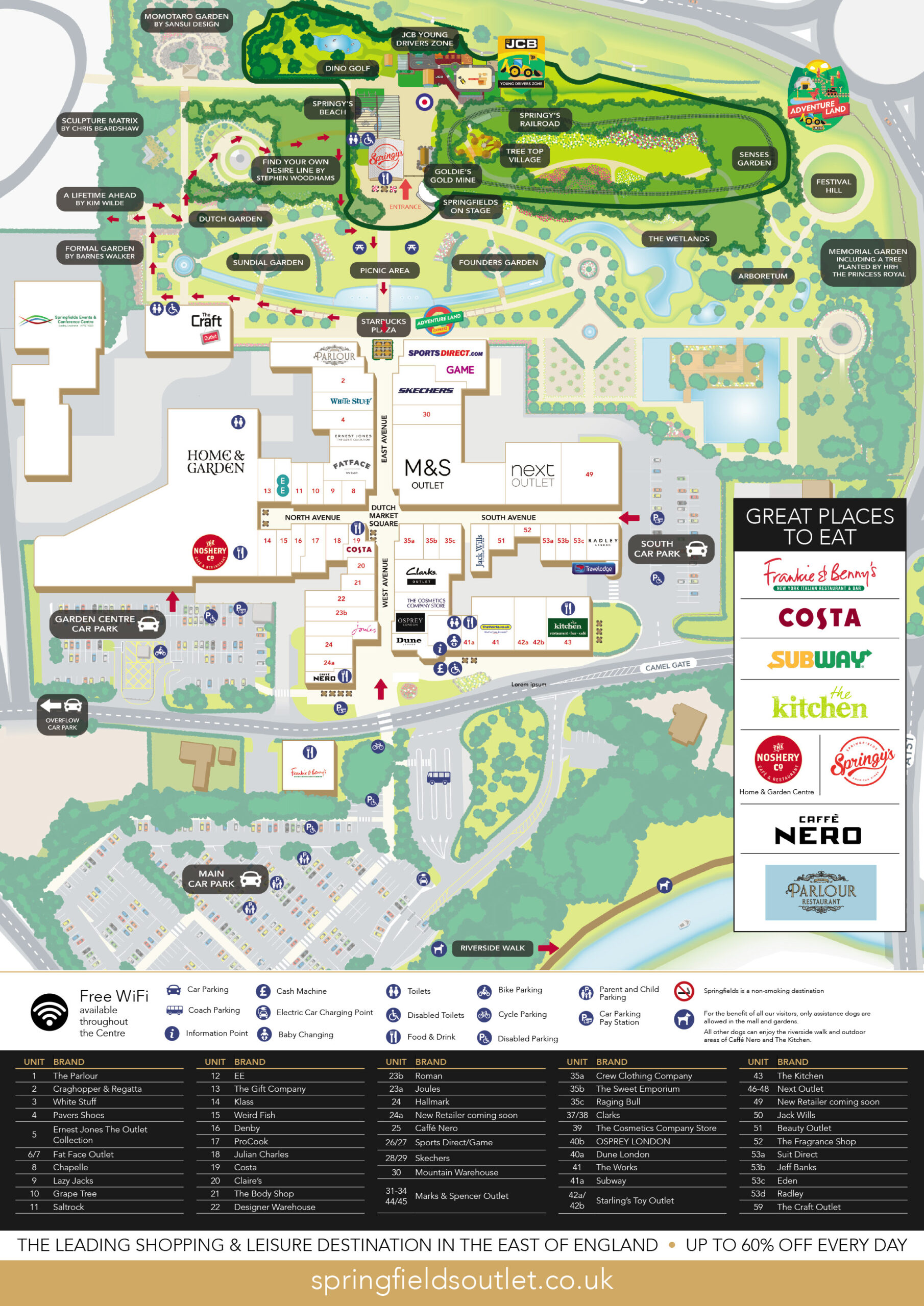Map Guide | Springfields Designer Outlet Outlet Shopping & Leisure